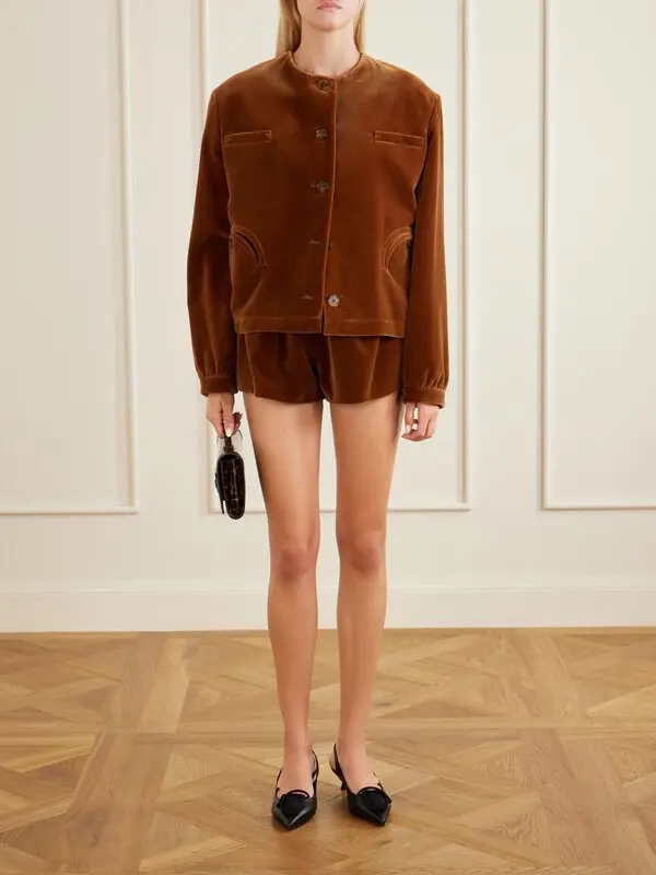 BLAZÉ MILANO Jealousy Gliss Cotton-velvet Jacket - Brown