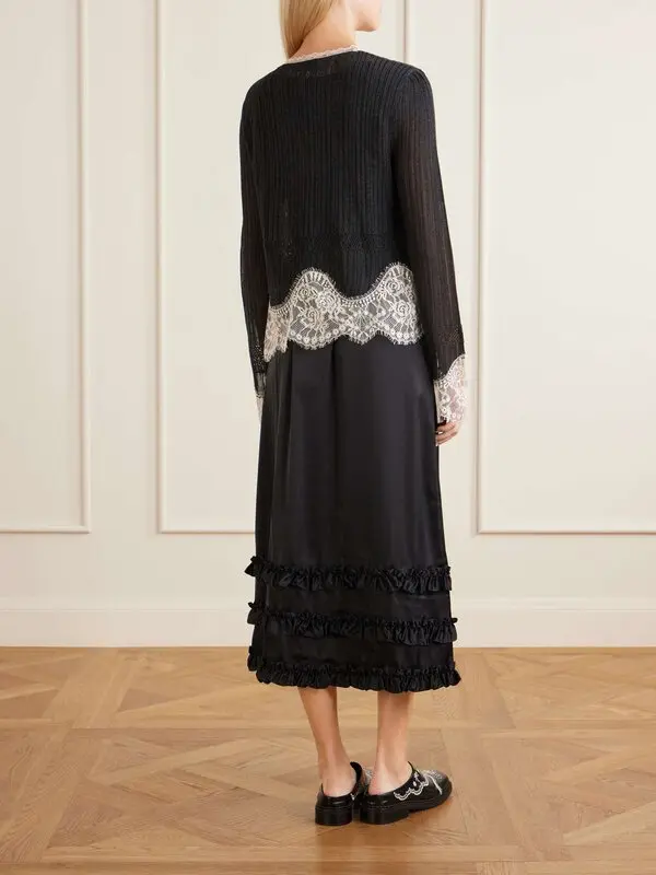 Anna Sui Lace-trimmed Jersey Cardigan