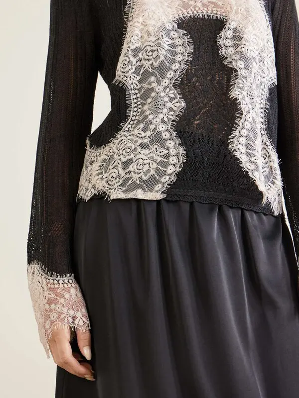 Anna Sui Lace-trimmed Jersey Cardigan
