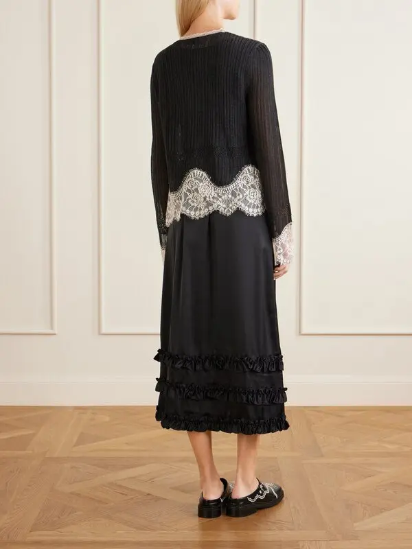 Anna Sui Lace-trimmed Jersey Cardigan