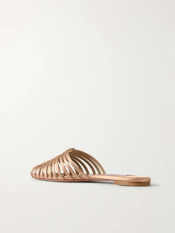 AQUAZZURA Sweet Surrender Satin Mules - Neutral