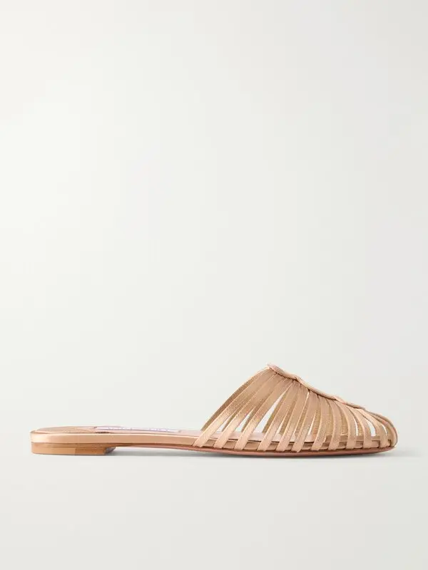 AQUAZZURA Sweet Surrender Satin Mules - Neutrals
