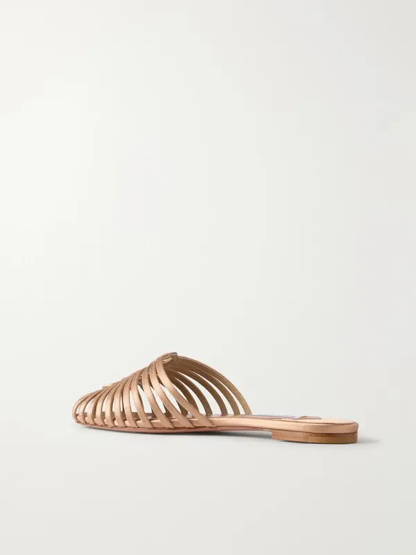AQUAZZURA Sweet Surrender Satin Mules - Neutrals