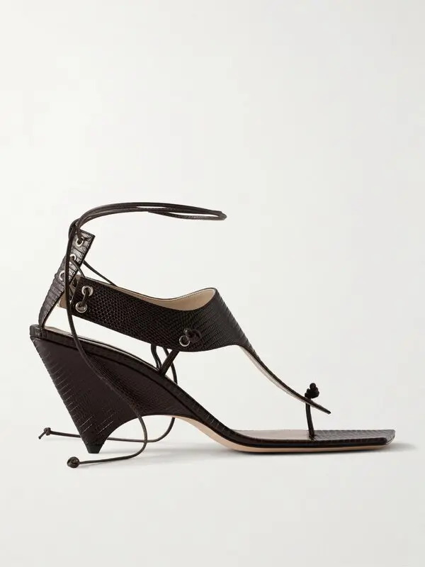 CHRISTEN Textured Leather Sandals - Brown
