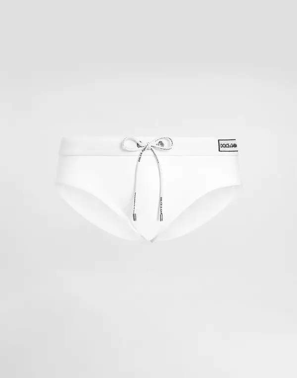 Dolce & Gabbana Swim Briefs With Logo - White