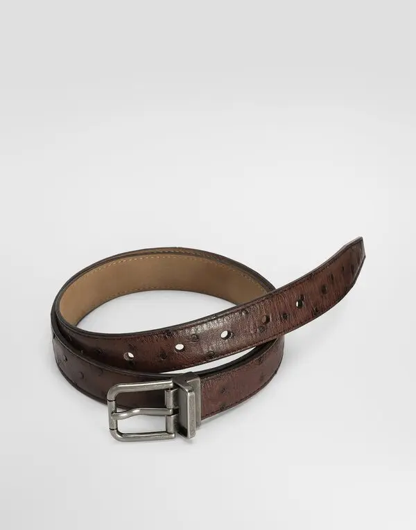 Dolce & Gabbana Ostrich Leather Belt - Brown
