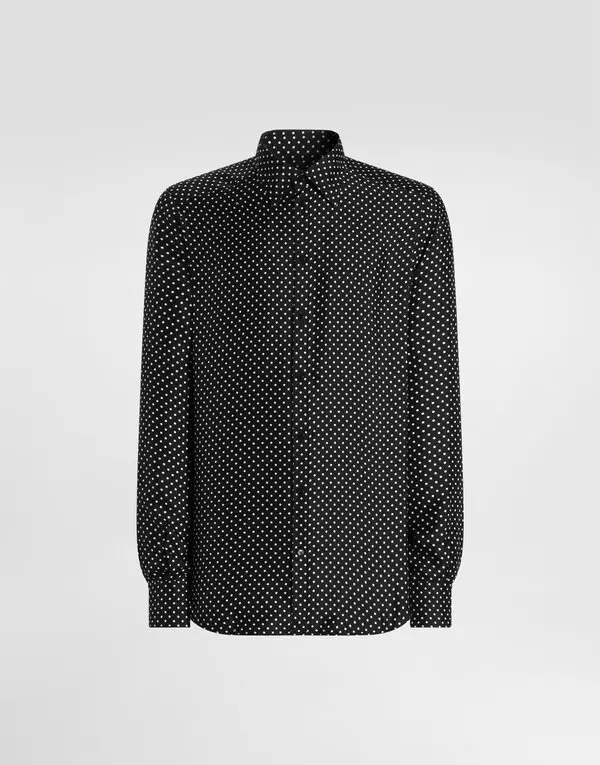 Dolce & Gabbana Polka Dot-print Silk Twill Martini Shirt