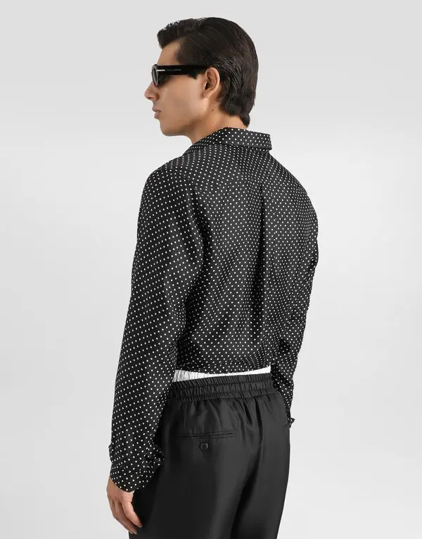 Dolce & Gabbana Polka Dot-print Silk Twill Martini Shirt