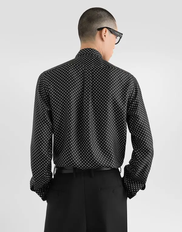 Dolce & Gabbana Polka Dot-print Silk Twill Martini Shirt