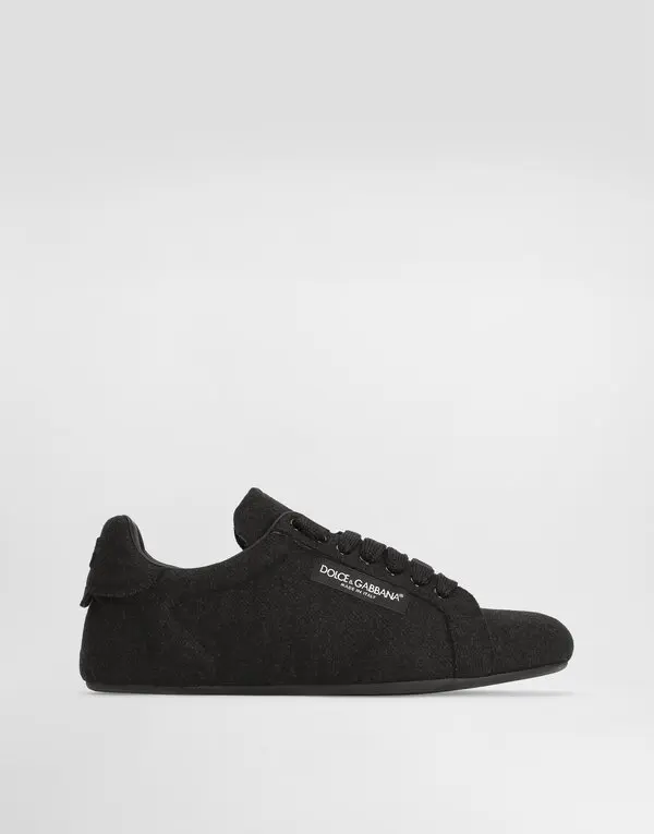 Dolce & Gabbana Split Leather Portofino Soft Sneakers - Black