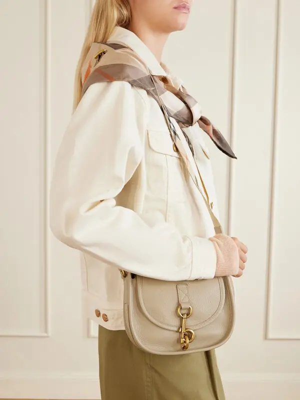 Burberry Leather Shoulder Bag With Checked Strap