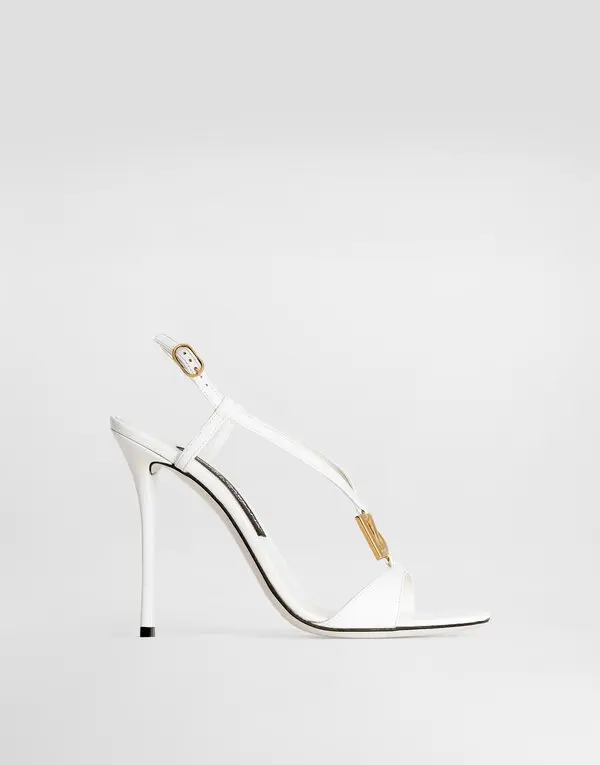 Dolce & Gabbana Keira Patent Leather High Heel Sandals With Dg Logo - White