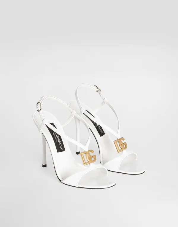 Dolce & Gabbana Keira Patent Leather High Heel Sandals With Dg Logo