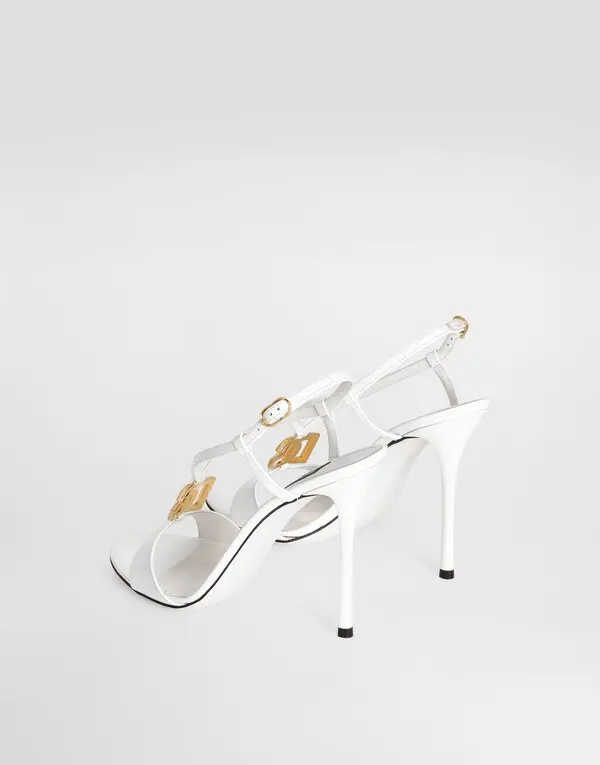 Dolce & Gabbana Keira Patent Leather High Heel Sandals With Dg Logo