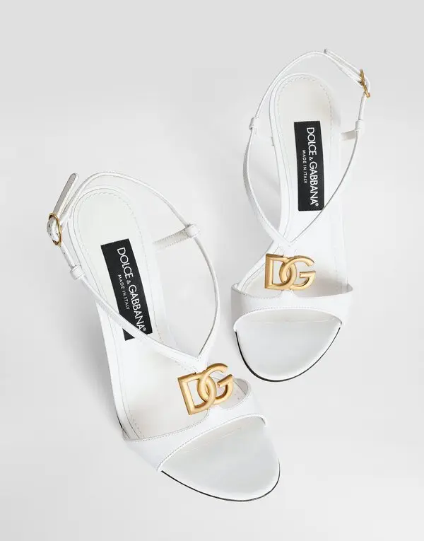 Dolce & Gabbana Keira Patent Leather High Heel Sandals With Dg Logo