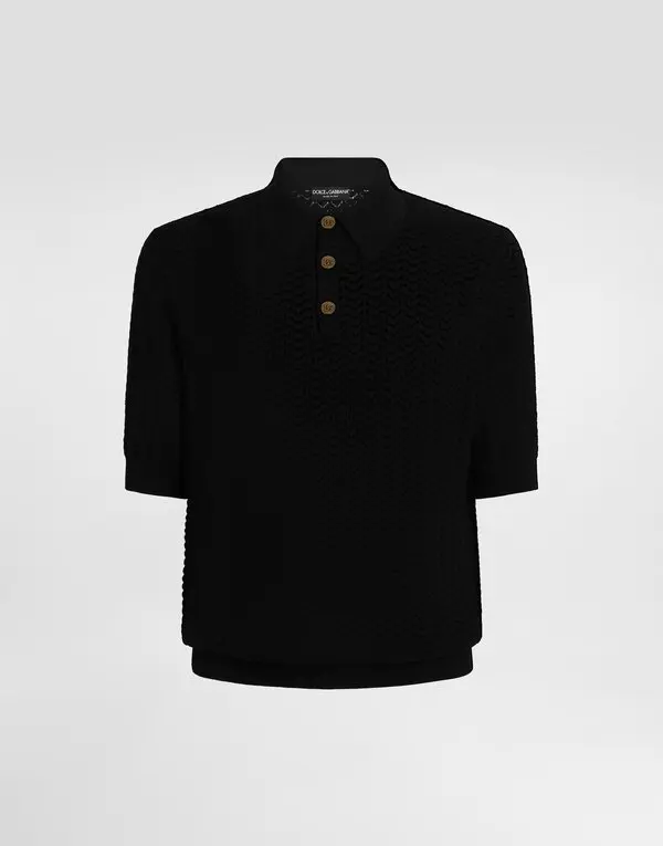 Dolce & Gabbana Polo Shirt In Perforated Cotton