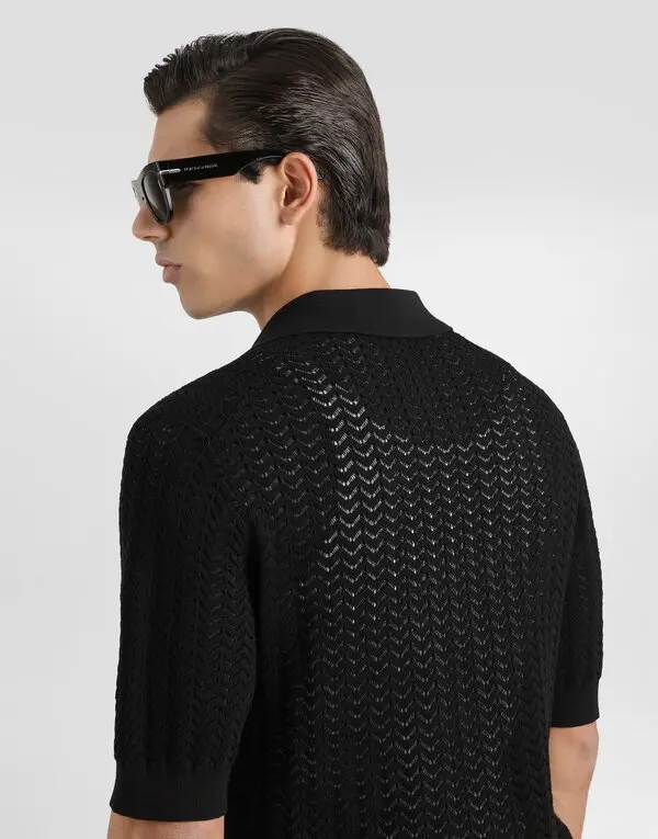 Dolce & Gabbana Polo Shirt In Perforated Cotton