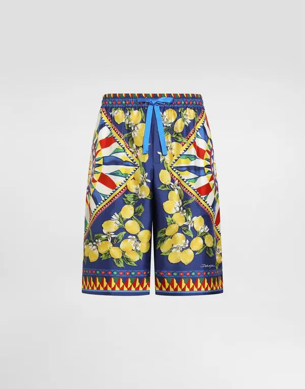 Dolce & Gabbana Carretto-print Silk Twill Bermuda Shorts