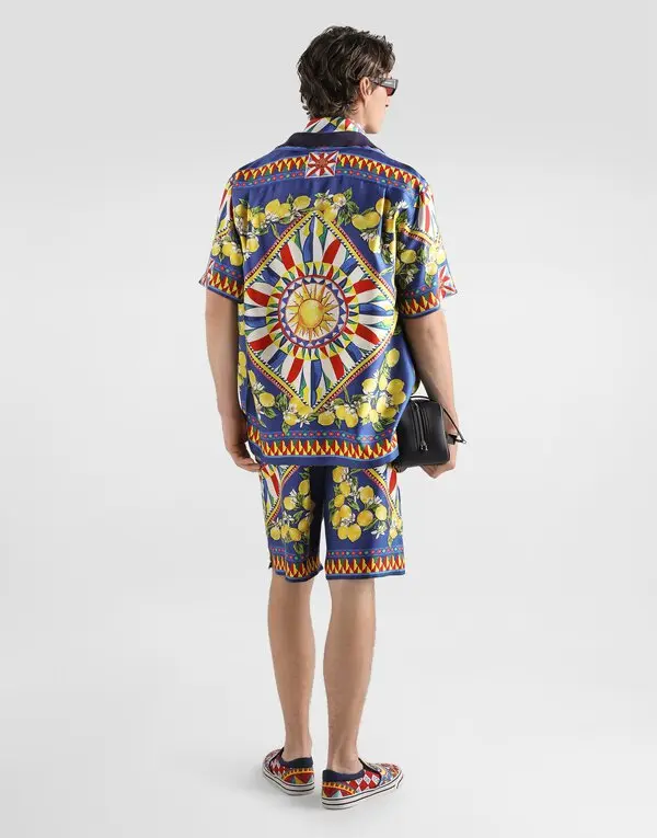 Dolce & Gabbana Carretto-print Silk Twill Bermuda Shorts