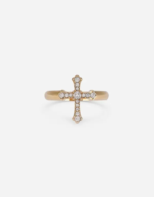 Dolce & Gabbana Ring With Cross And Crystals