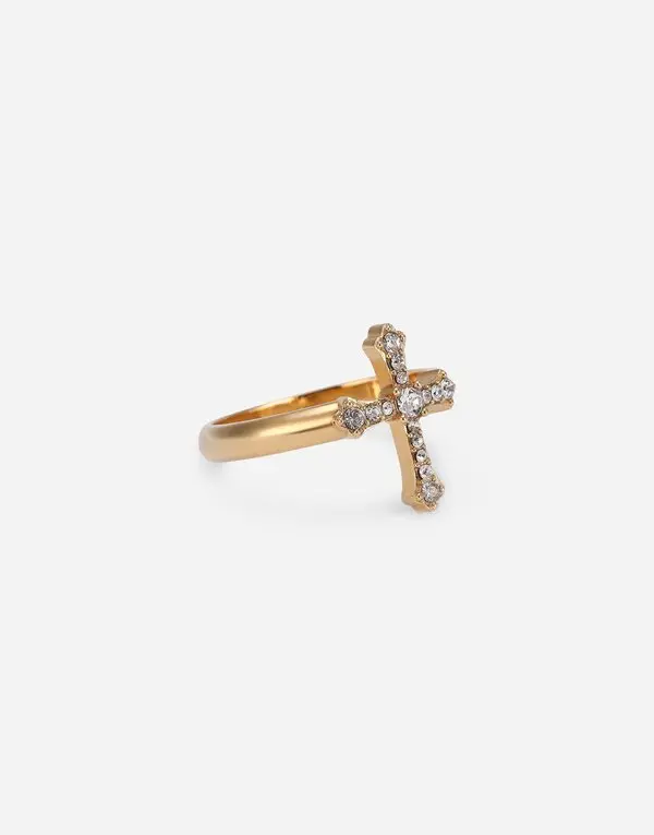 Dolce & Gabbana Ring With Cross And Crystals