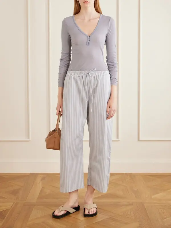 JAMES PERSE Ribbed Cotton And Cashmere-blend Henley T-shirt - Gray