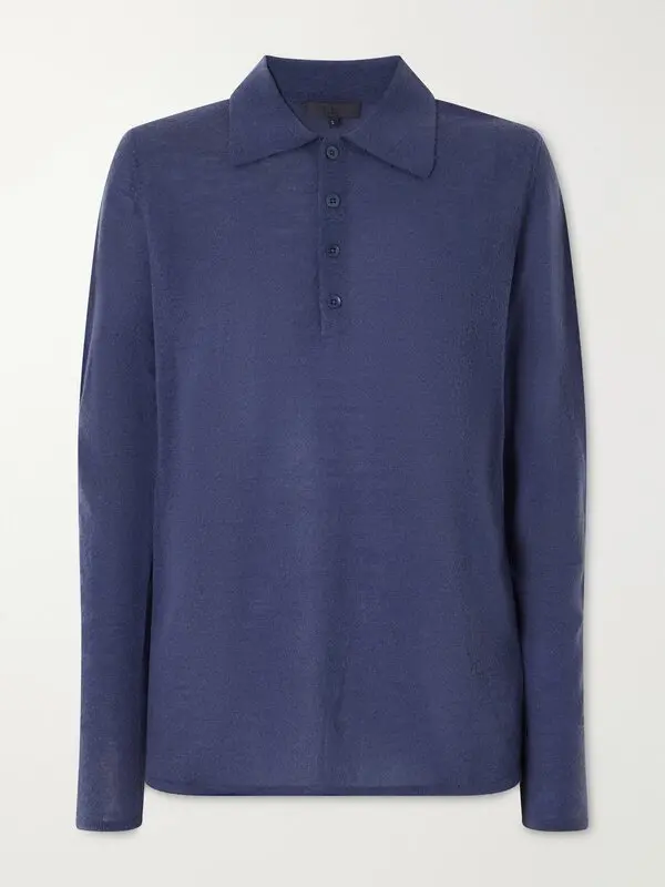Tibi Wool-blend Knit Polo Sweater - Blue