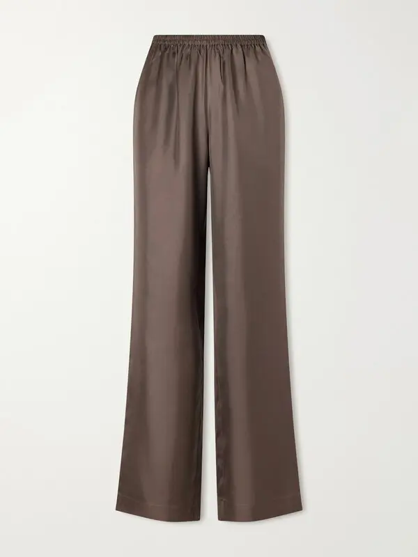 Loulou De Saison Alera Silk Wide-leg Pants - Brown