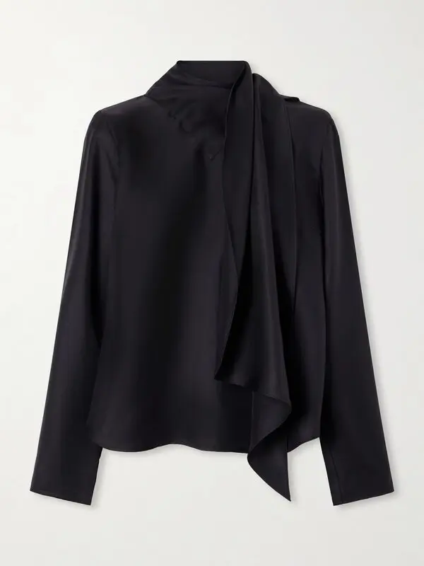 Loulou De Saison Gala Scarf-detail Silk Blouse - Black