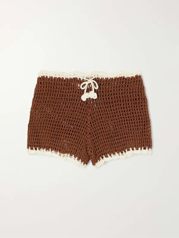 TERRY PUESTO Lido Crocheted Organic Cotton Shorts