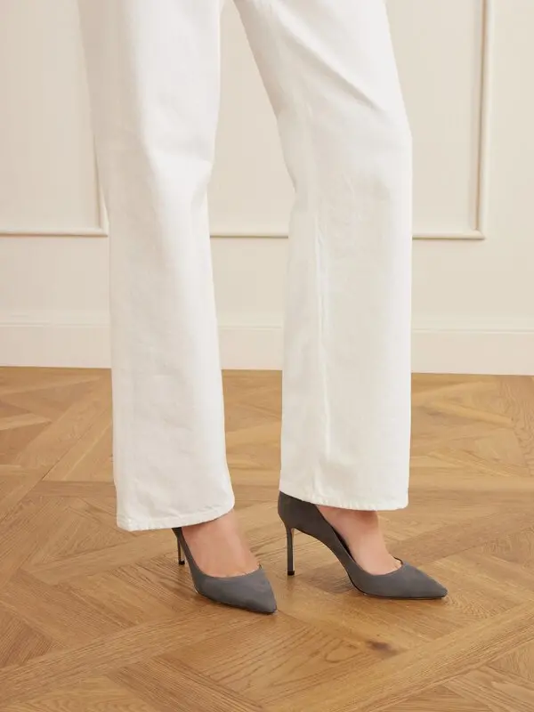 JIMMY CHOO Romy 85 Suede Pumps - Gray