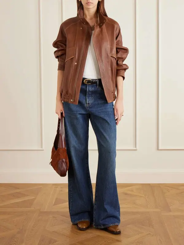 JIMMY CHOO Wilder Eel-effect Leather Loafers