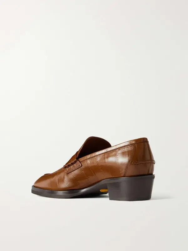 JIMMY CHOO Wilder Eel-effect Leather Loafers