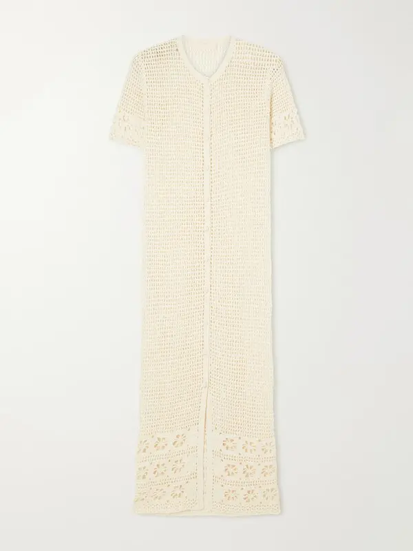 TERRY PUESTO Poolside Crocheted Organic-cotton Coverup - Neutrals
