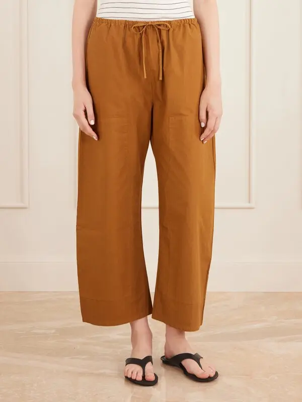 LESET Kyoto Cotton Wide-leg Pants - Brown