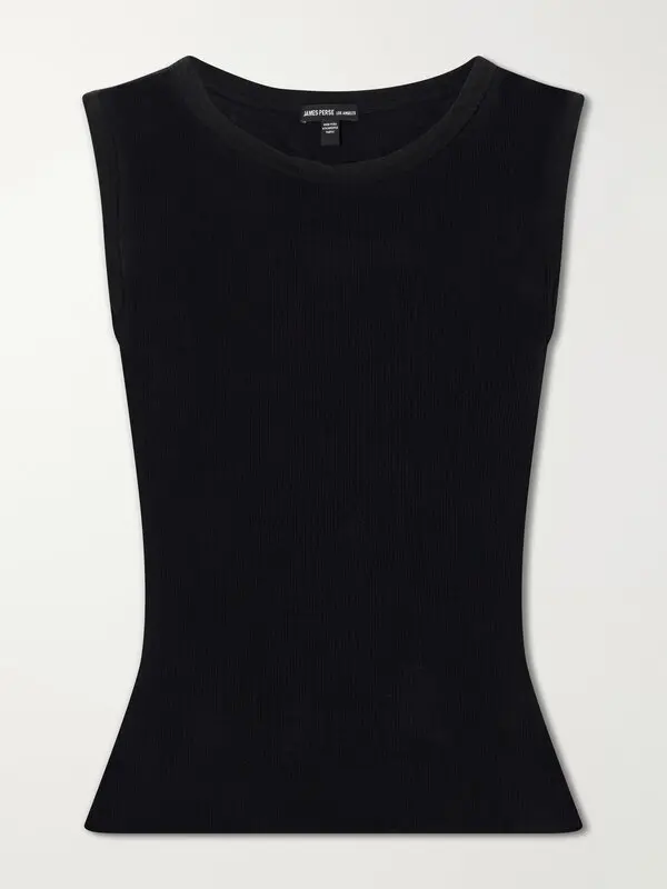 JAMES PERSE Ribbed Cotton And Cashmere-blend Tank - Black
