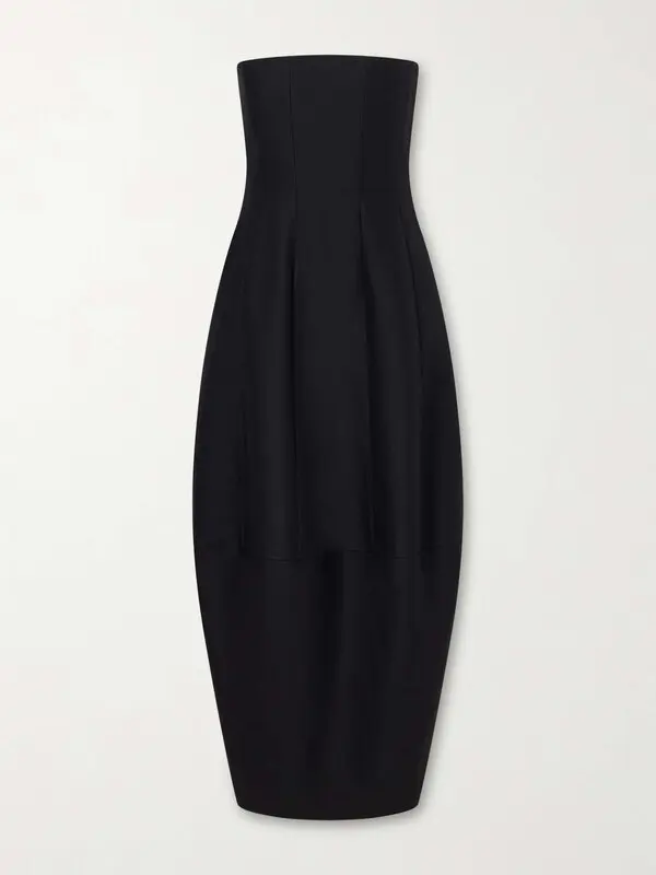 Khaite Stela Wool And Silk-blend Midi Dress - Black
