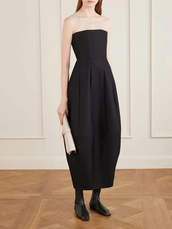 Khaite Stela Wool And Silk-blend Midi Dress
