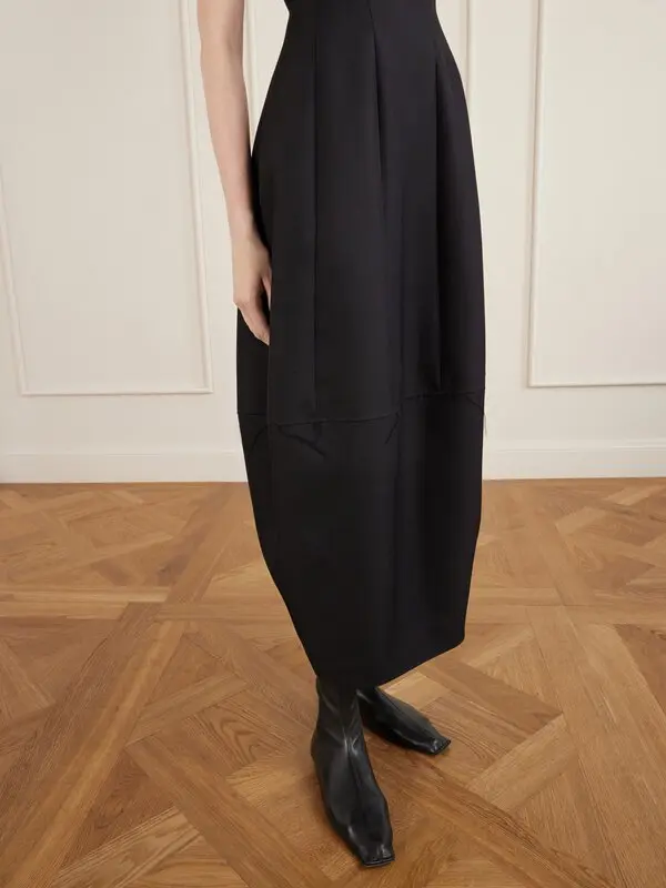 Khaite Stela Wool And Silk-blend Strapless Midi Dress