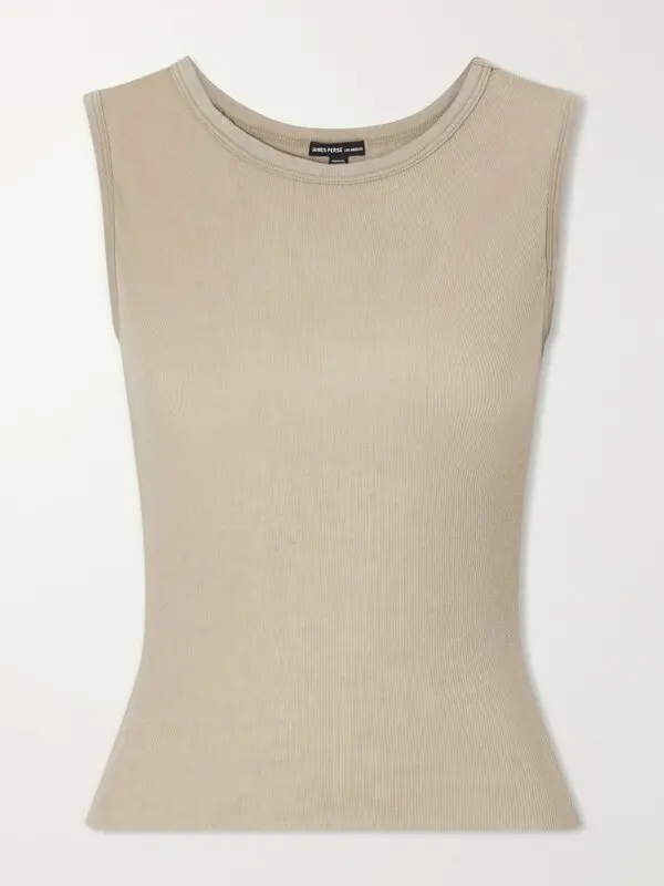 JAMES PERSE Ribbed Cotton And Cashmere-blend Tank