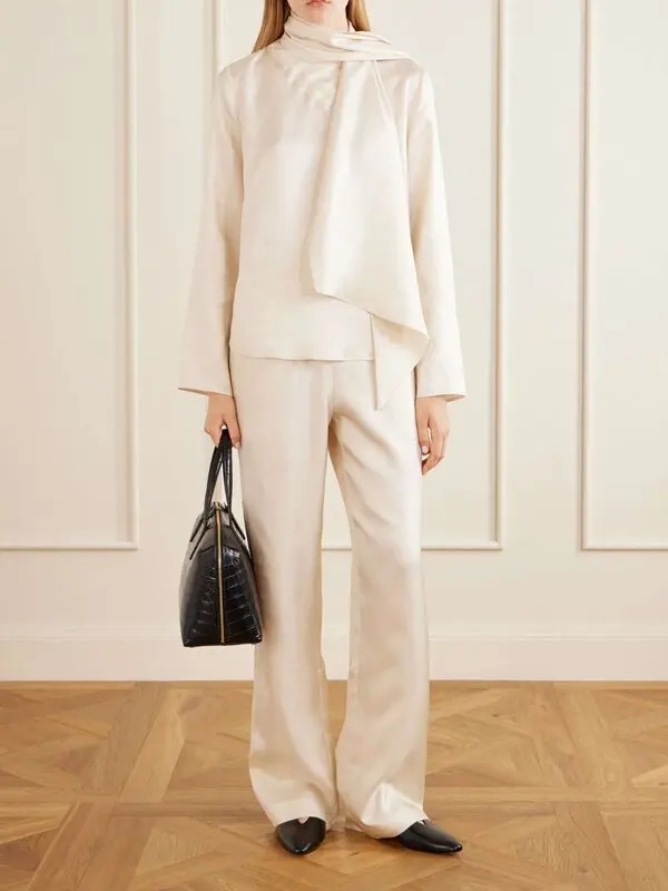 Loulou De Saison Gala Scarf-detail Silk-twill Blouse