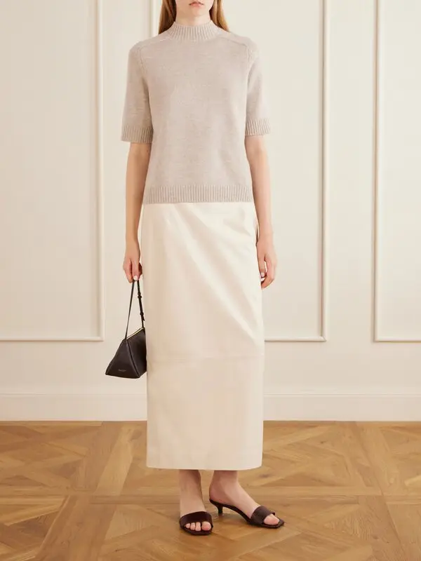 Loulou De Saison Ruth Cashmere Short Sleeve Sweater - Neutrals