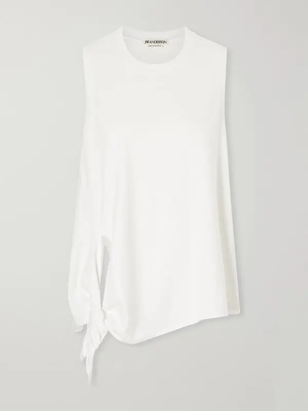 JW Anderson Knotted Logo-embroidered Cotton-jersey Tank - White