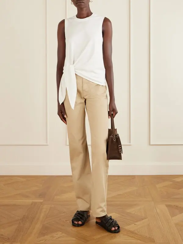 JW Anderson Knotted Logo-embroidered Cotton-jersey Tank - White