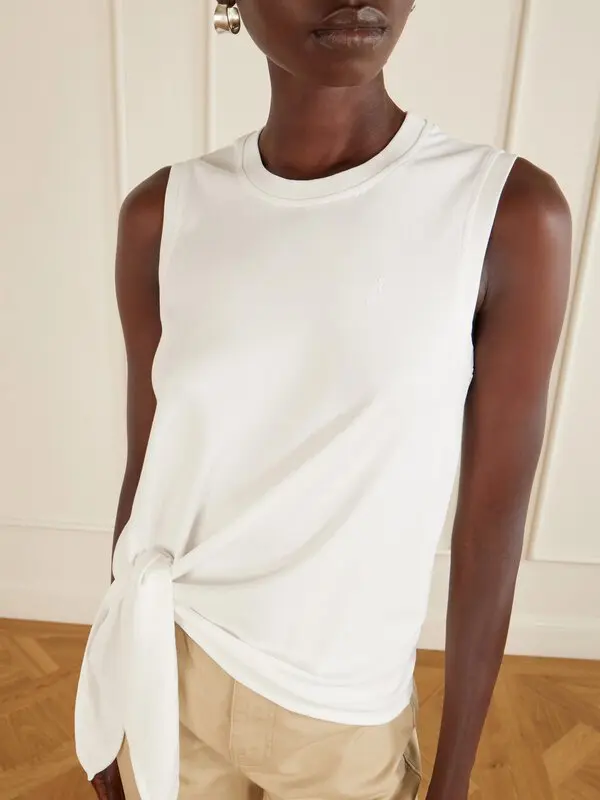 JW Anderson Knotted Logo-embroidered Cotton-jersey Tank - White