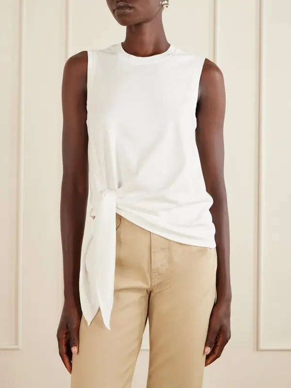 JW Anderson Knotted Logo-embroidered Cotton-jersey Tank