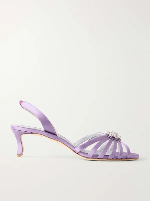 Manolo Blahnik Fulmasli Crystak-embellished Satin Sandals