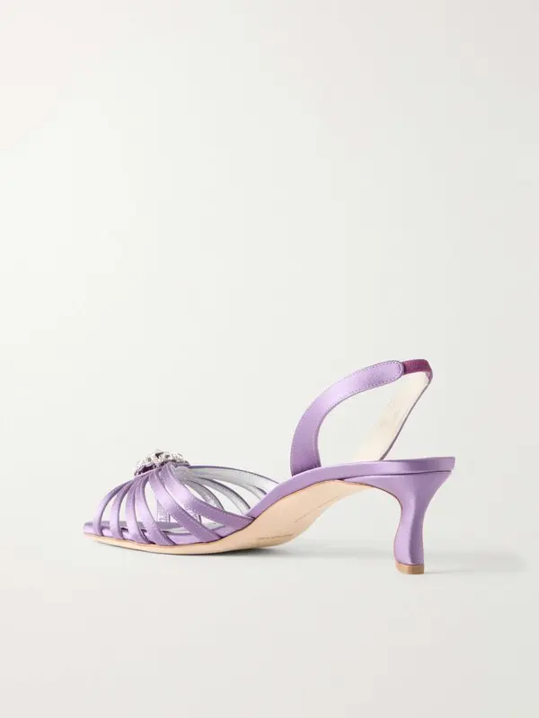 Manolo Blahnik Fulmasli Crystak-embellished Satin Sandals