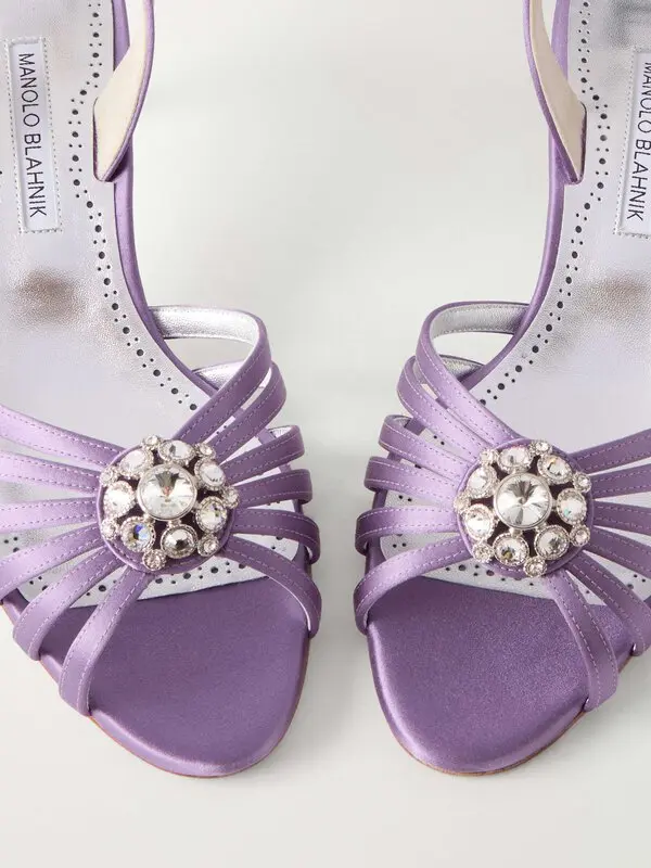 Manolo Blahnik Fulmasli Crystak-embellished Satin Sandals