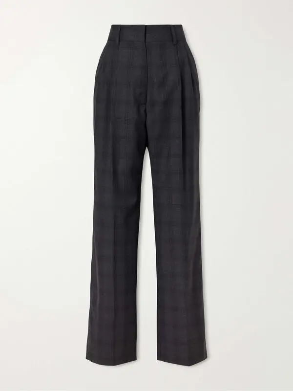 BLAZÉ MILANO Fox Checked Wool Straight-leg Pants